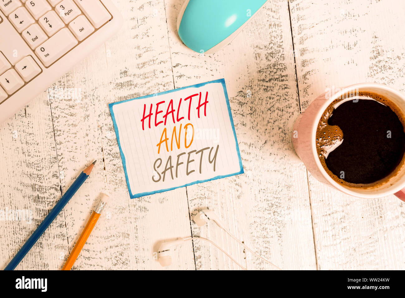 Writing note showing Health And Safety. Business concept for procedures ...