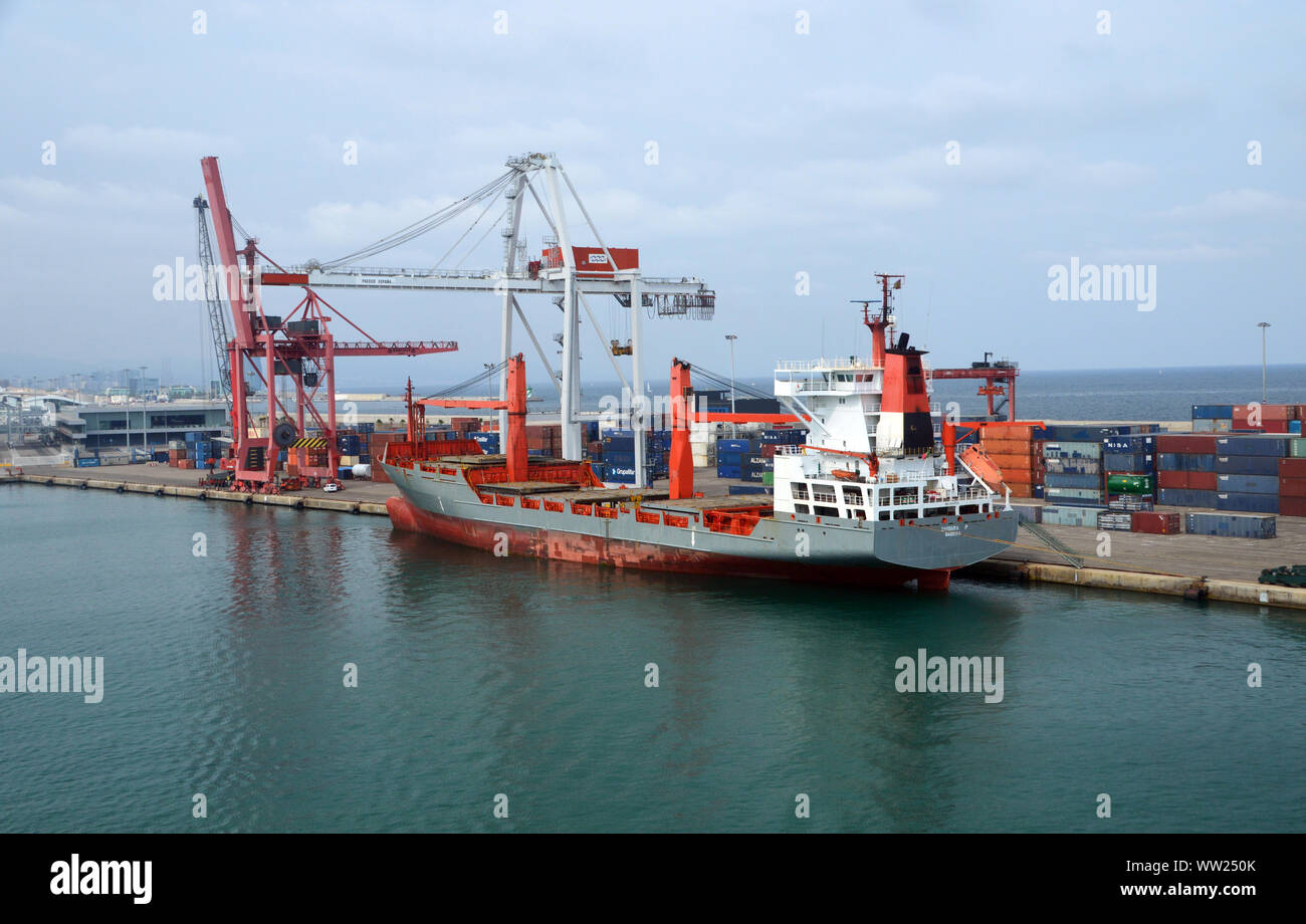 The Barbara P Ship Waiting to be Loaded up with Containers in Barcelona ...
