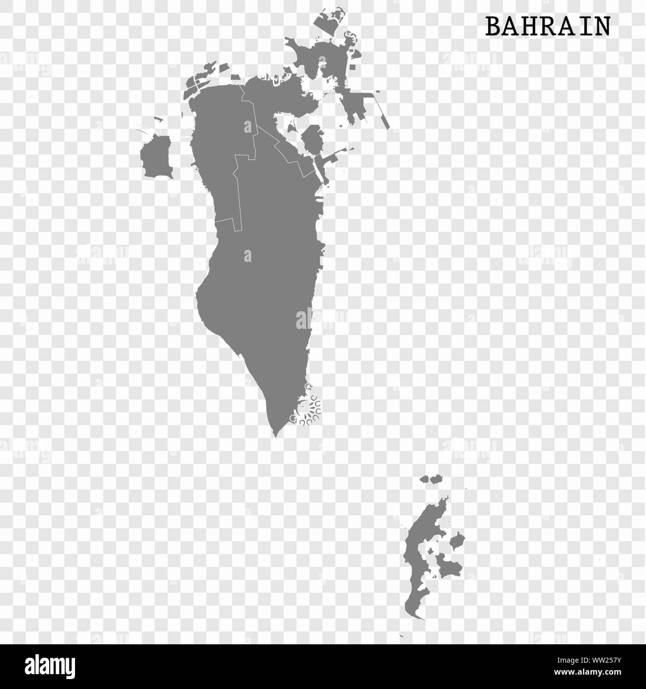 High quality map of Bahrain with borders of the regions Stock Vector ...