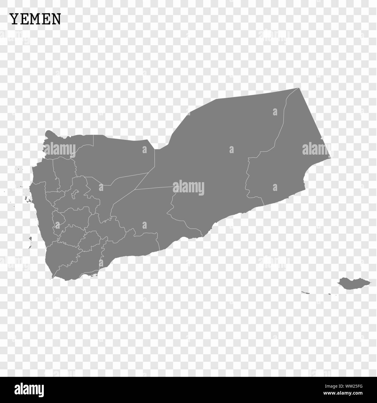 High quality map of Yemen with borders of the regions Stock Vector ...