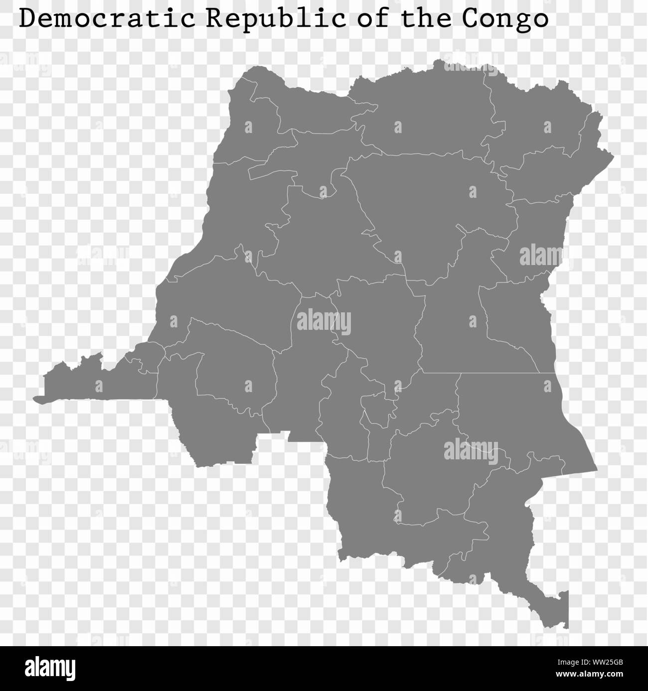 High quality map of DR Congo with borders of the regions Stock Vector ...
