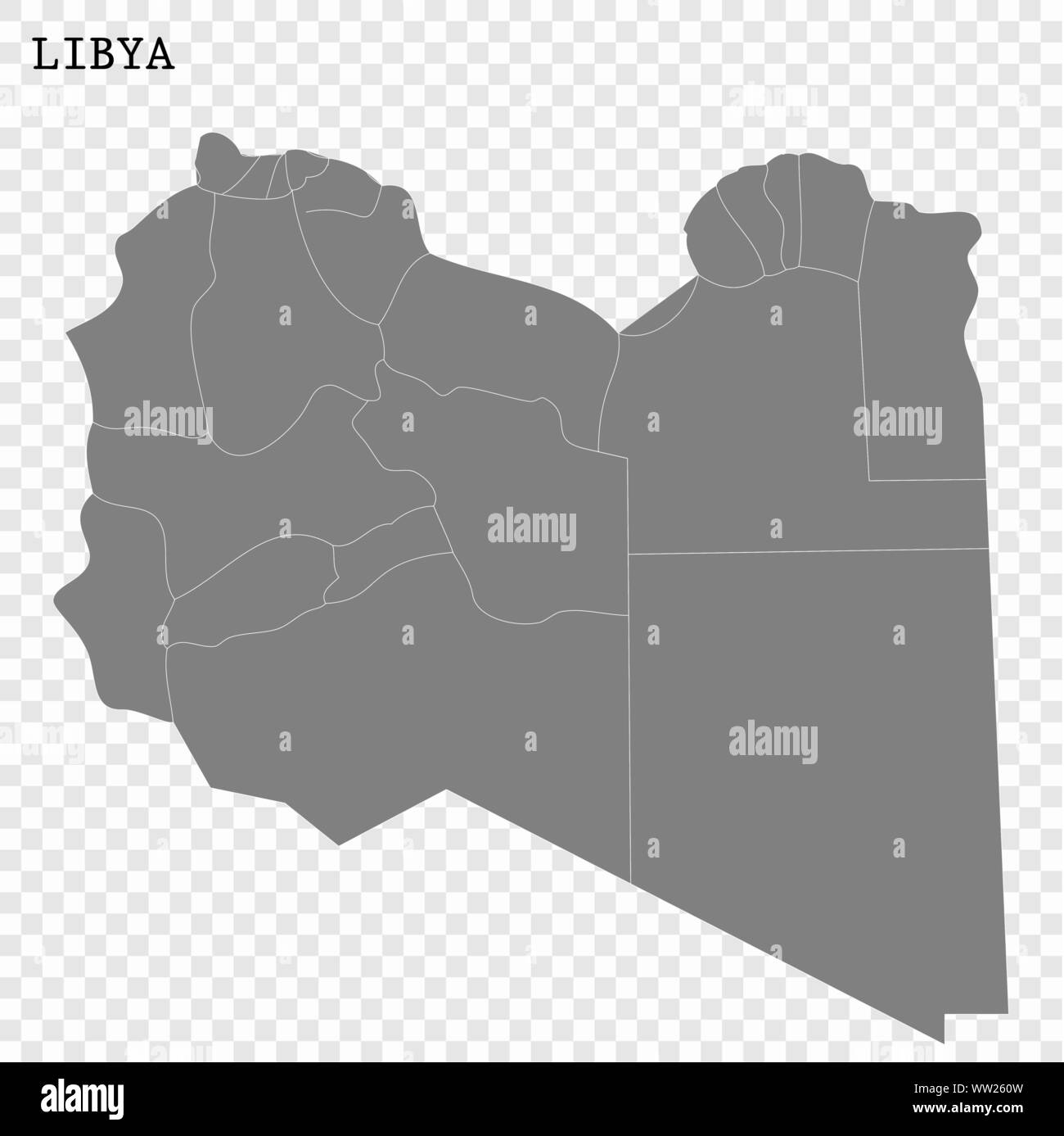 High quality map of Libya with borders of the regions Stock Vector ...