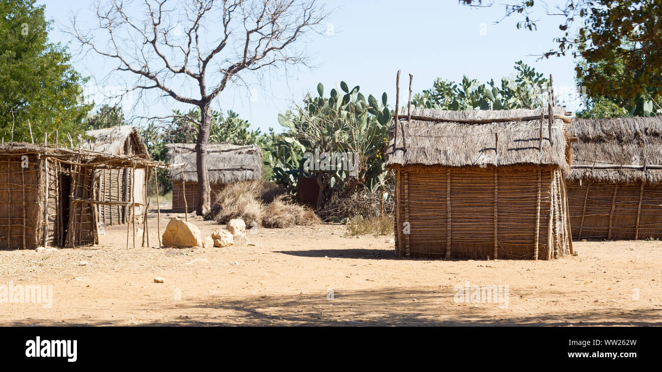 Typical malgasy village - African hut - Southern Madagascar Stock Photo ...