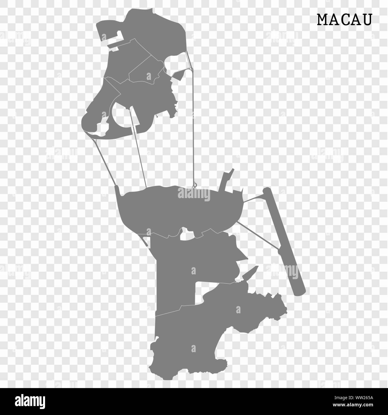 High quality map of Macau with borders of the regions Stock Vector ...