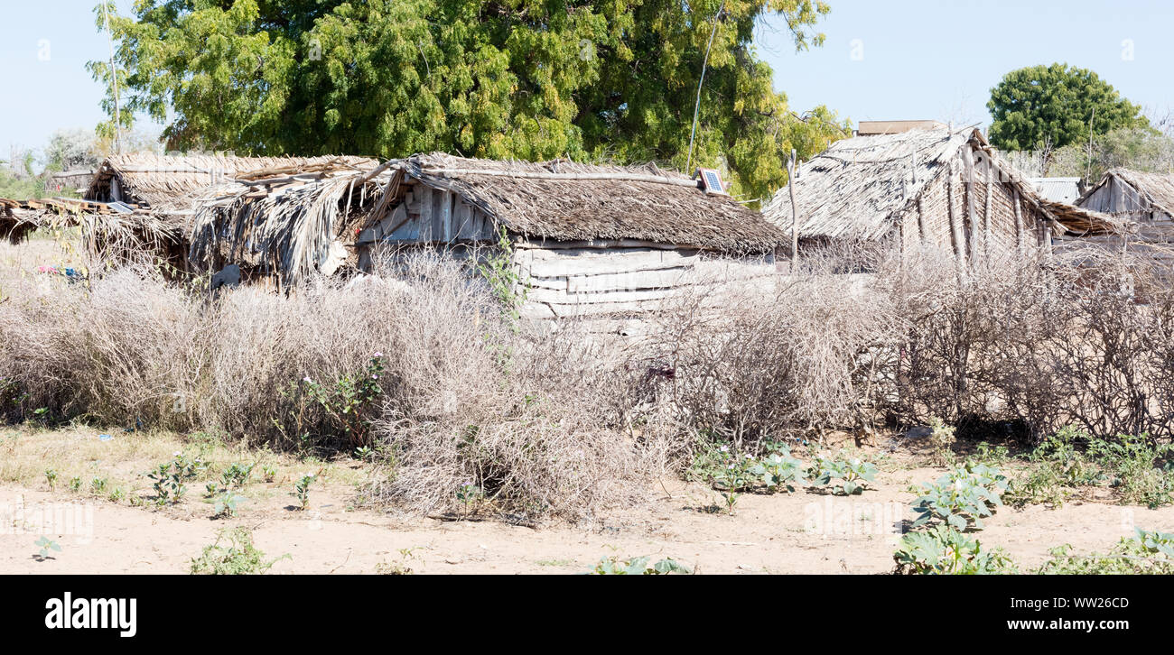 Typical malgasy village - African hut - Southern Madagascar Stock Photo ...
