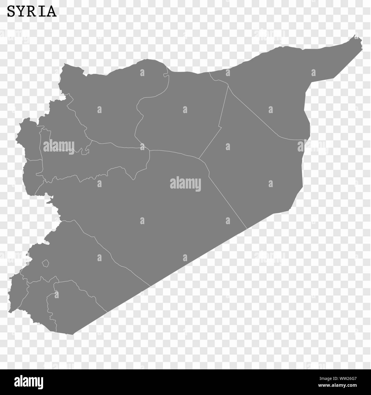 High quality map of Syria with borders of the regions Stock Vector ...