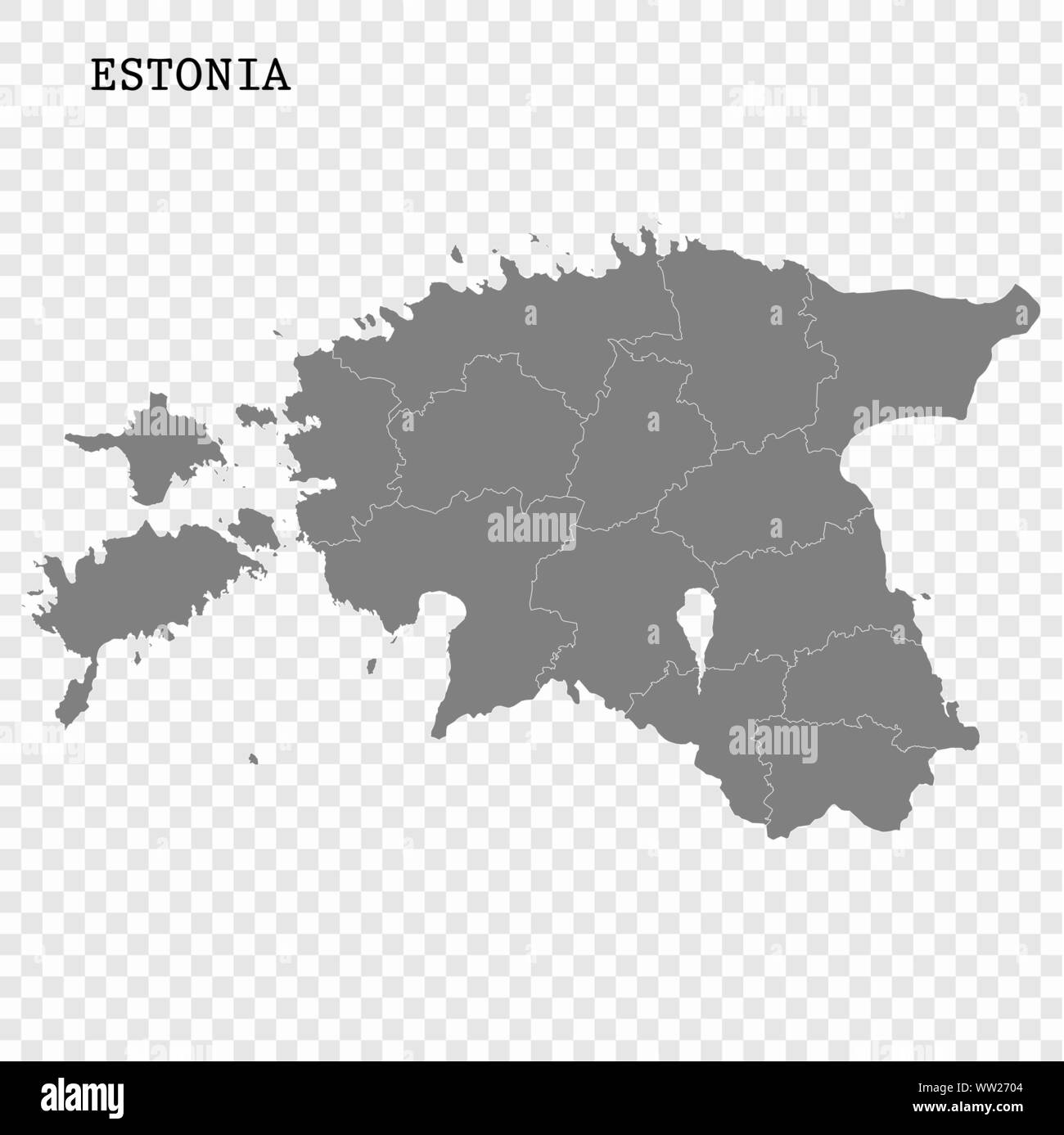 High quality map of Estonia with borders of the regions Stock Vector ...