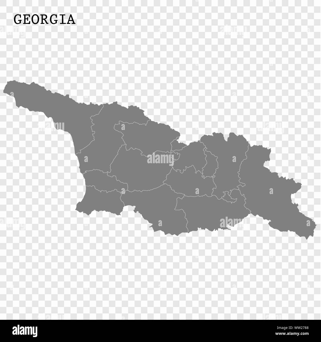 High quality map of Georgia with borders of the regions Stock Vector ...