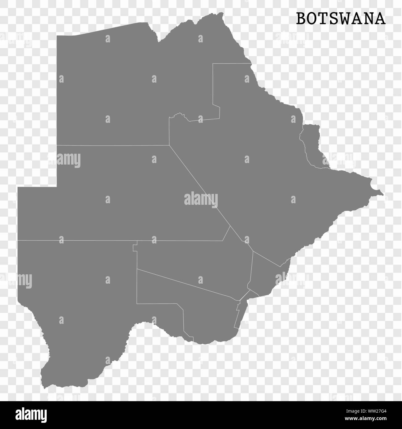 High quality map of Botswana with borders of the regions Stock Vector ...