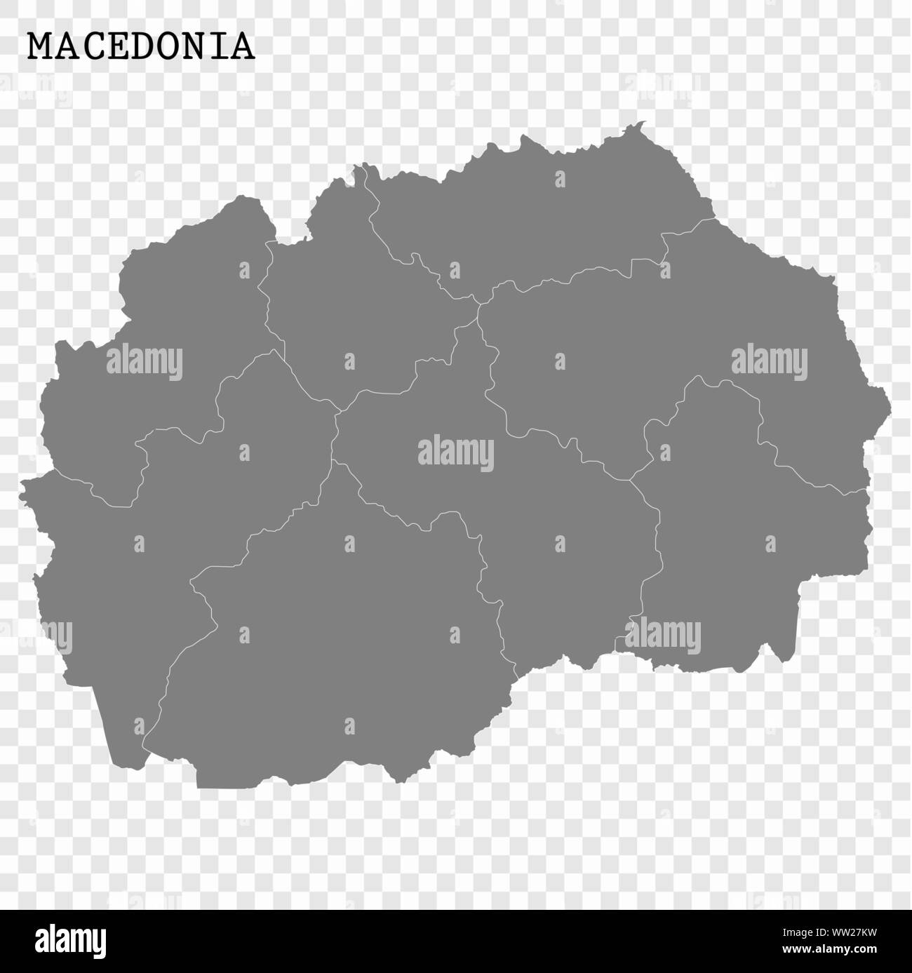 High quality map of Macedonia with borders of the regions Stock Vector ...
