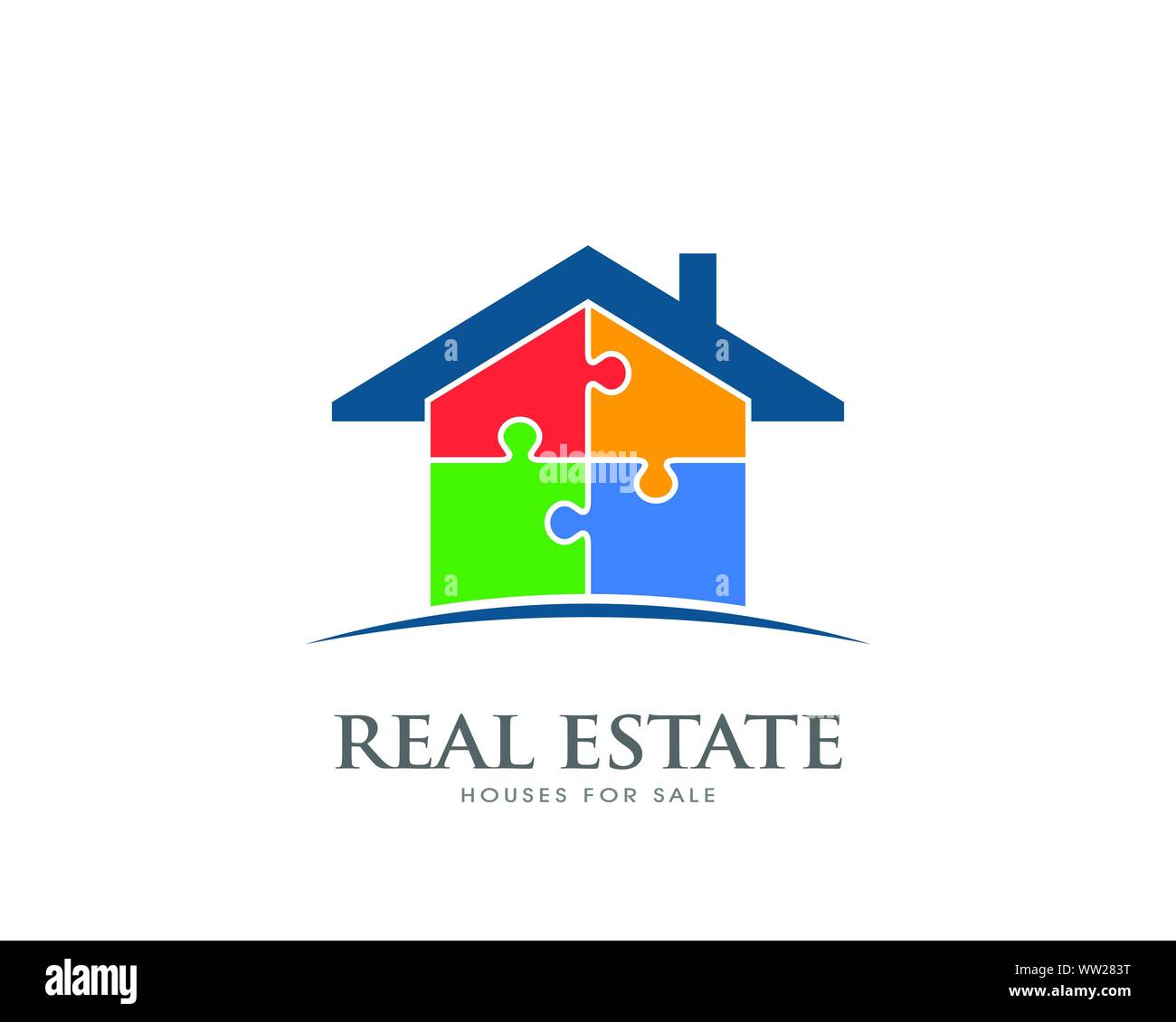Real Estate House in Puzzle pieces logo design. Vector illustration ...