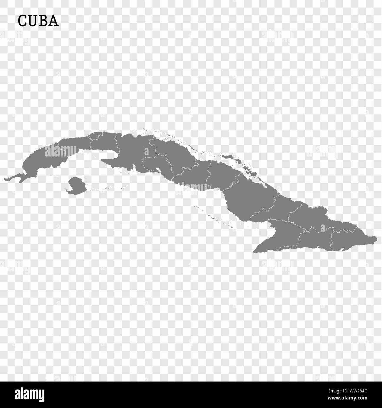 High Quality Map Of Cuba With Borders Of The Regions Stock Vector Image