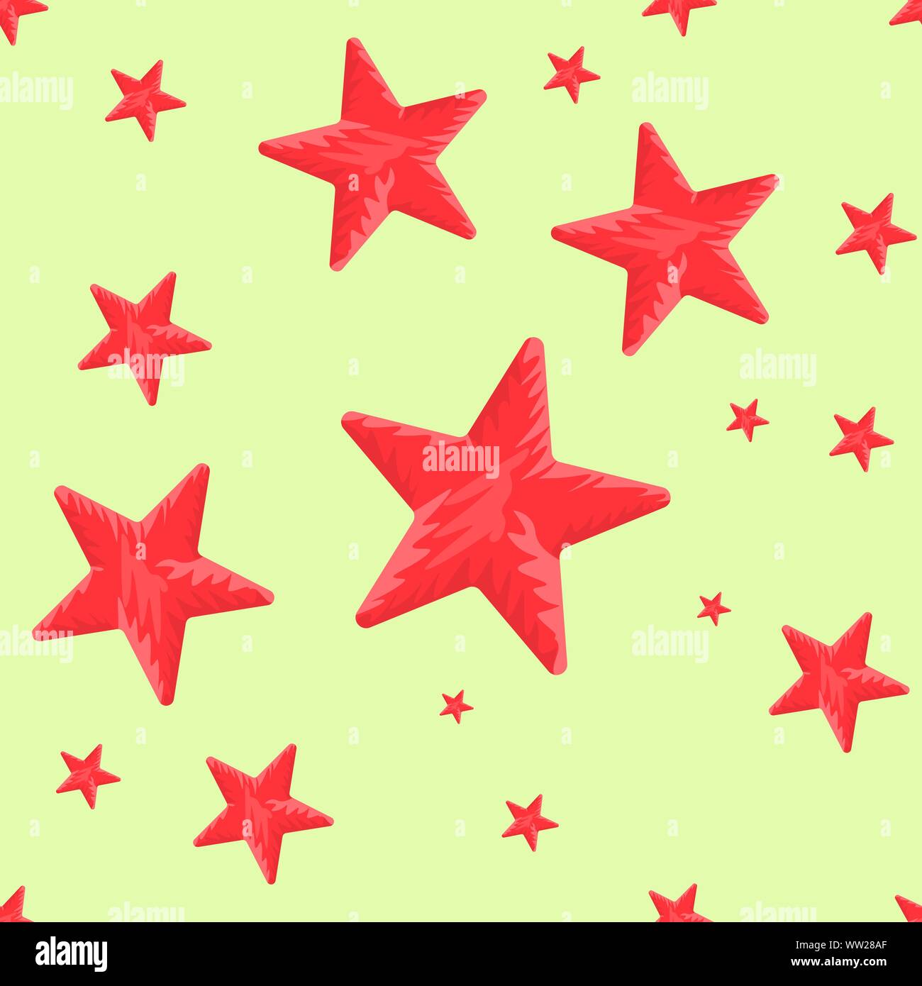 Red Star shape seamless with hand drawn style. Solid and flat color ...