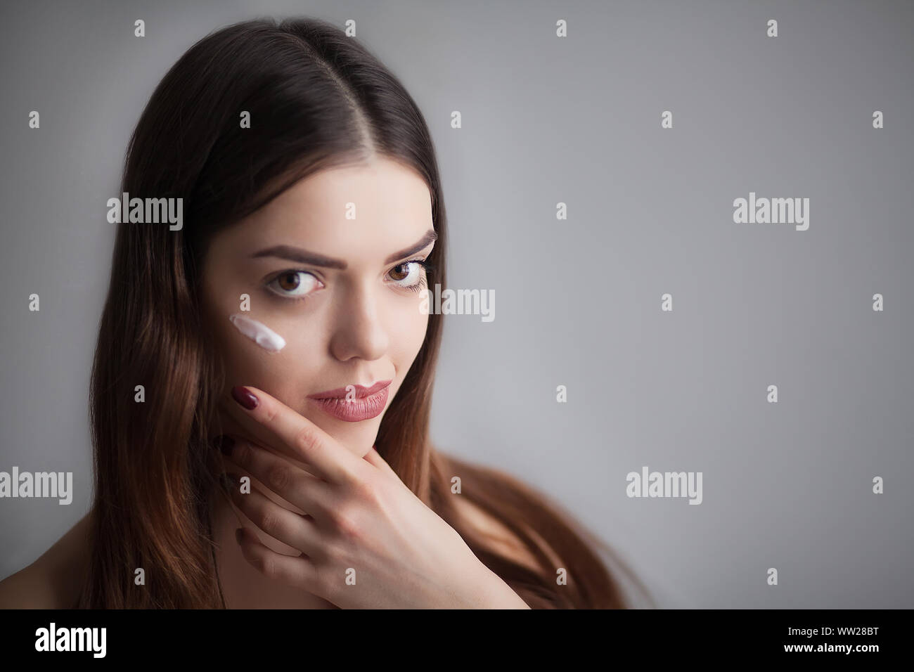 Beauty Model with Perfect Fresh Skin and Long Eyelashes. Youth and Skin ...