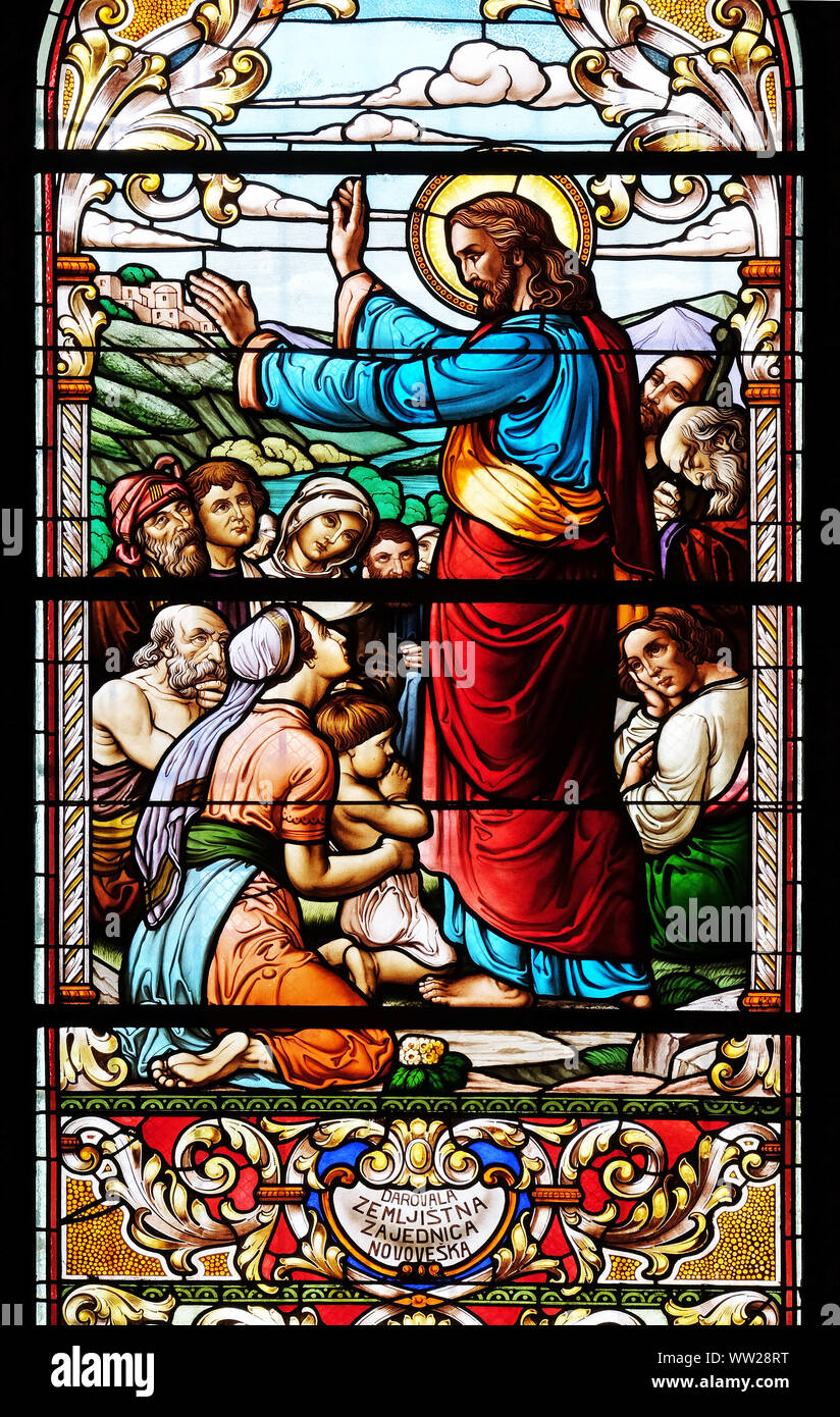 Stained glass jesus sermon hi-res stock photography and images - Alamy