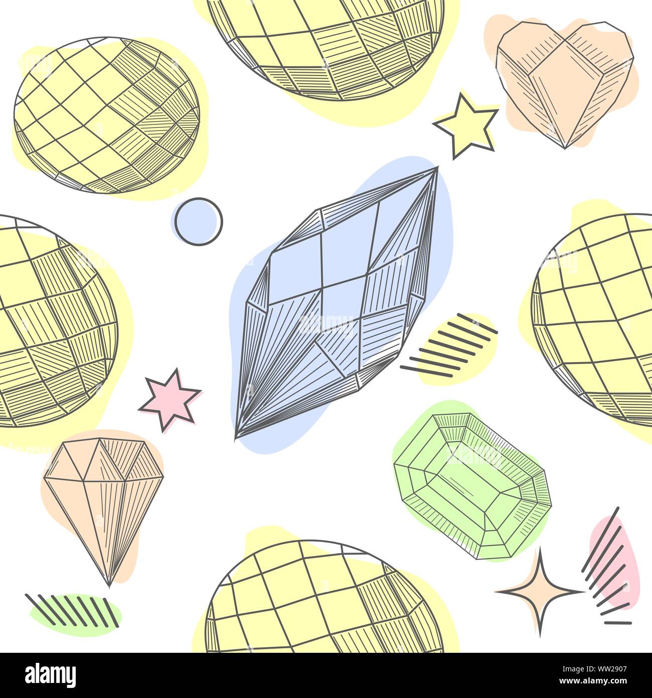 Seamless colorful diamond gemstones background on black. Jewels pattern ...