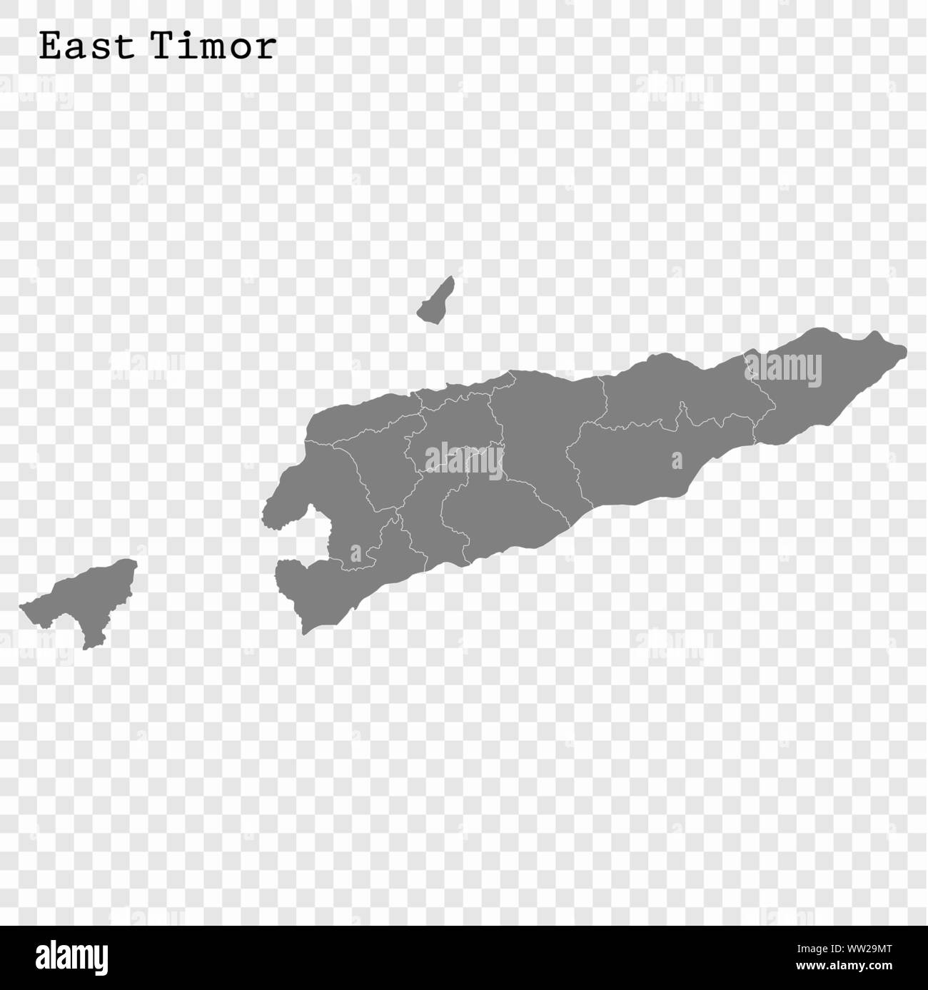 High quality map of East Timor with borders of the regions Stock Vector ...