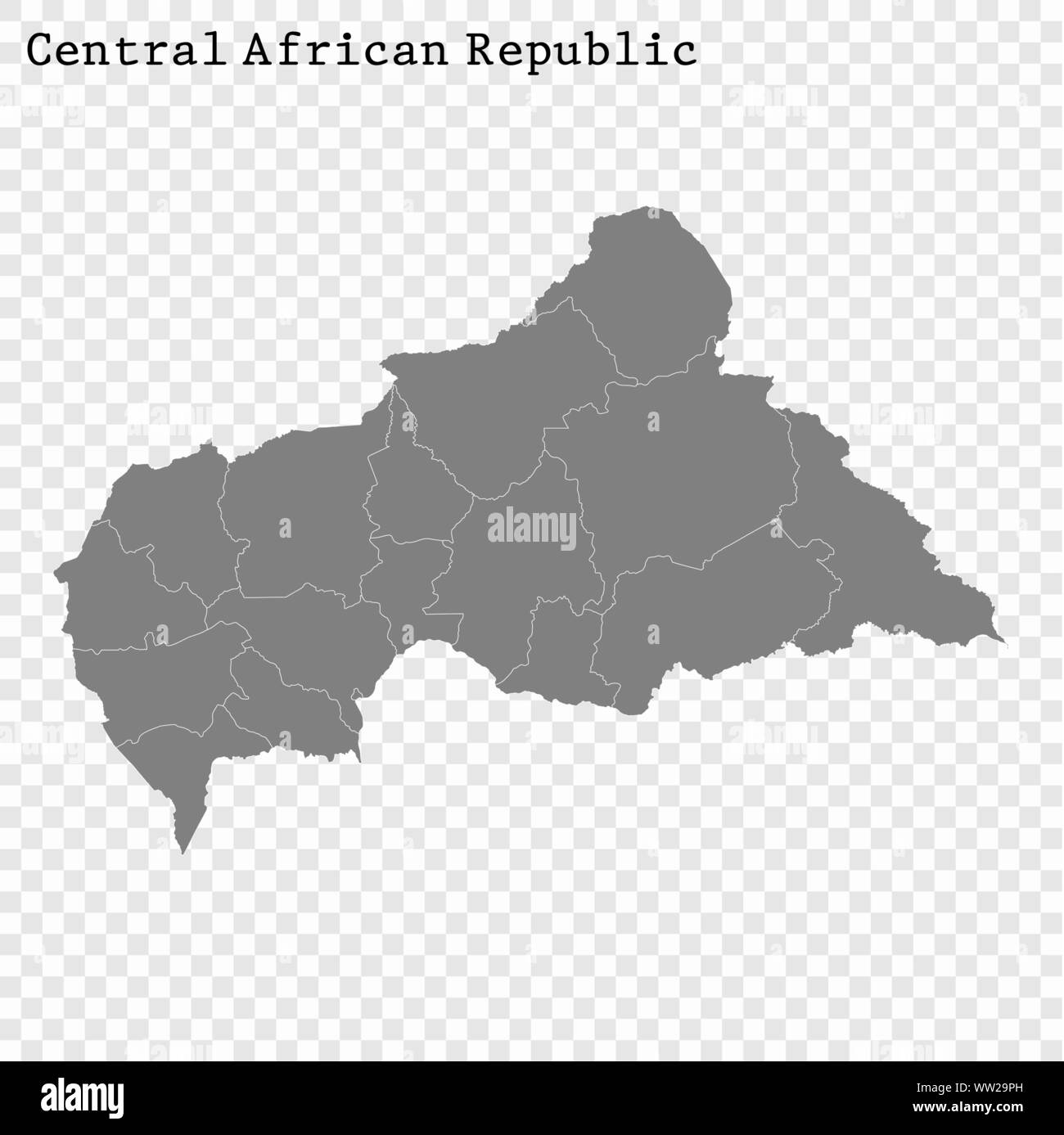High quality map of Central Africa with borders of the regions Stock ...