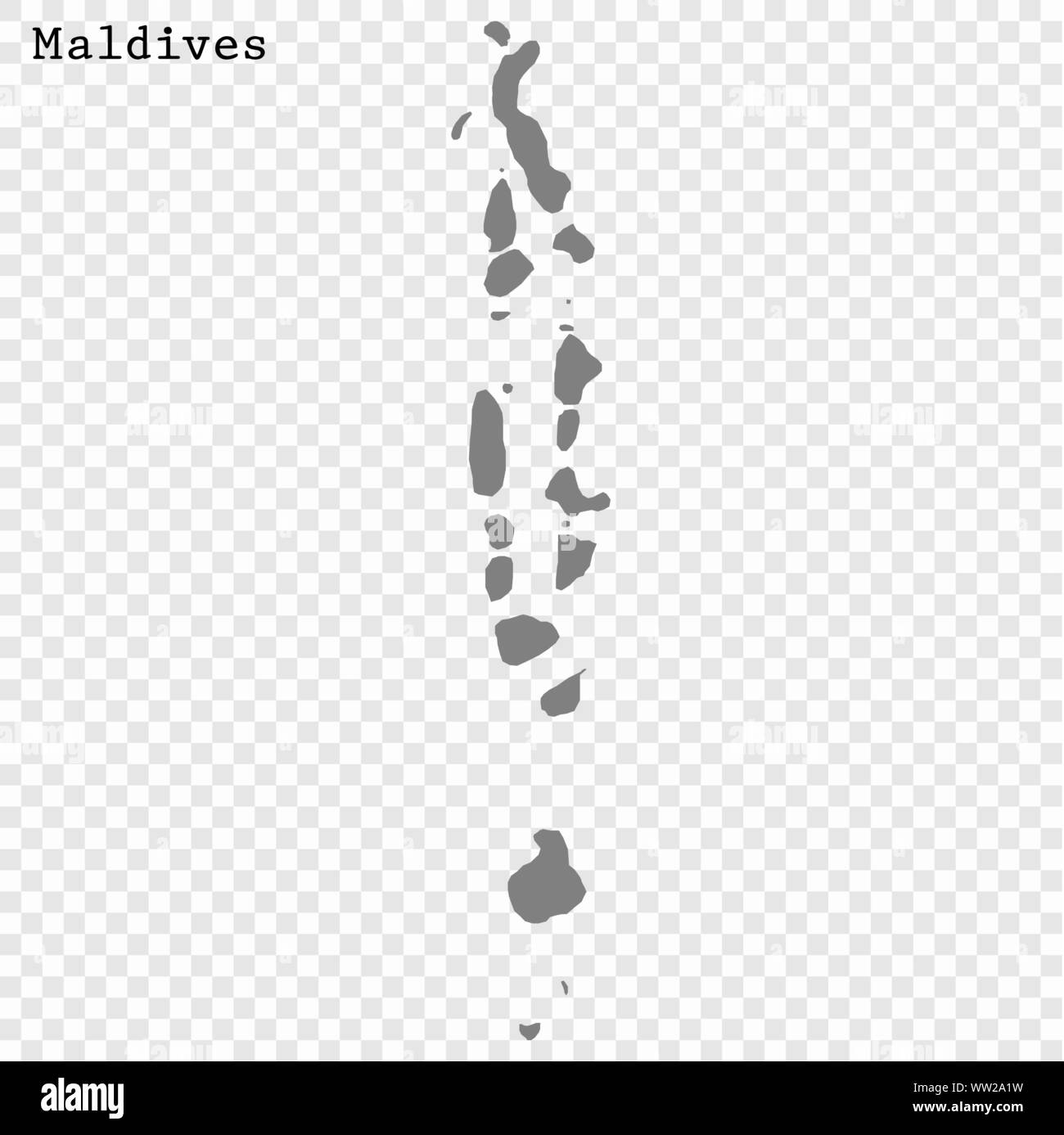 Maldives country flag border map Black and White Stock Photos & Images ...