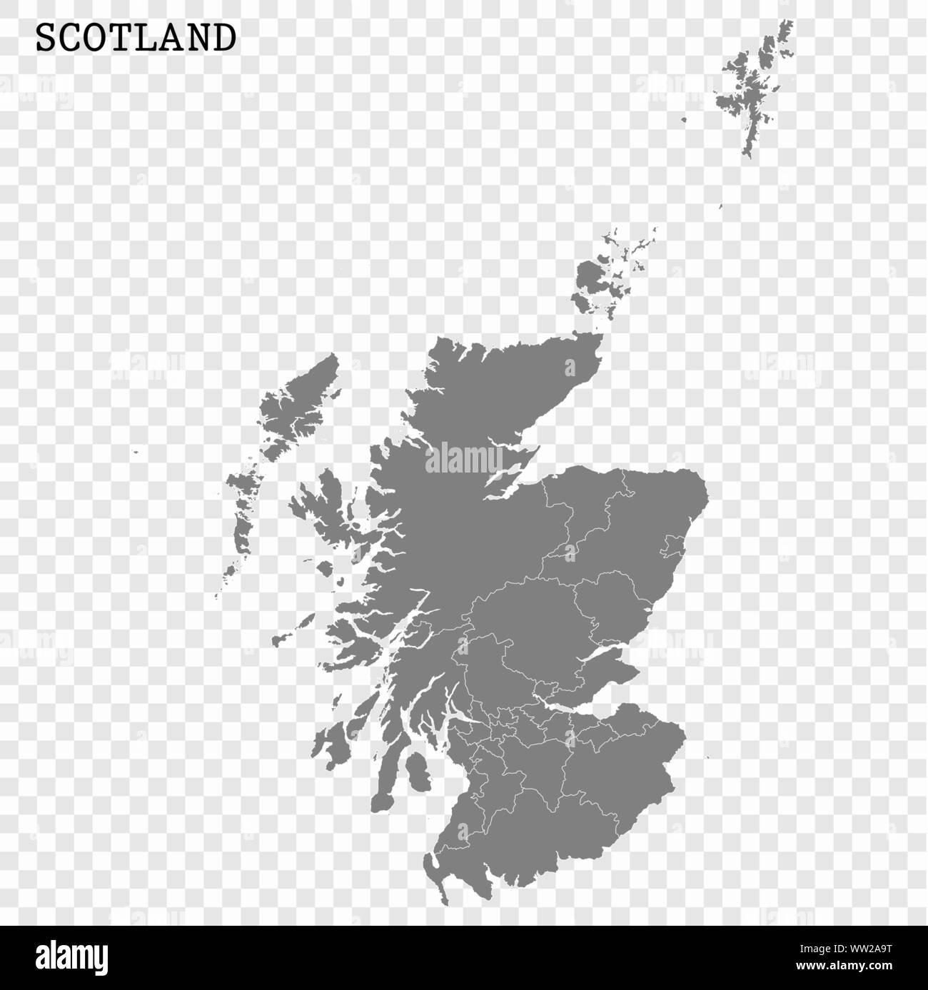 High quality map of Scotland with borders of the regions Stock Vector ...