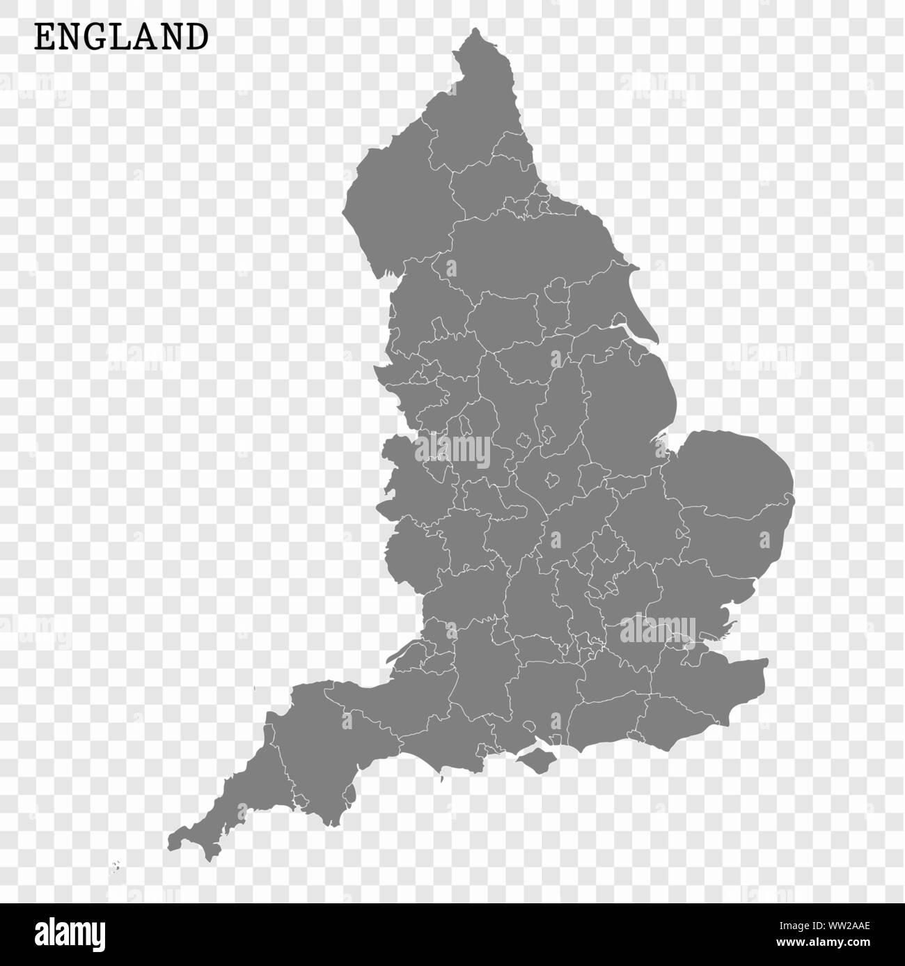 High quality map of England with borders of the regions Stock Vector ...