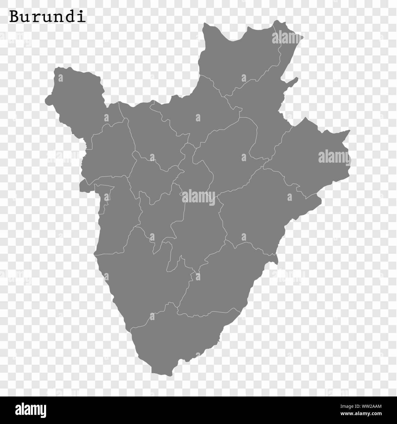 High Quality Map Of Burundi With Borders Of The Regions Stock Vector