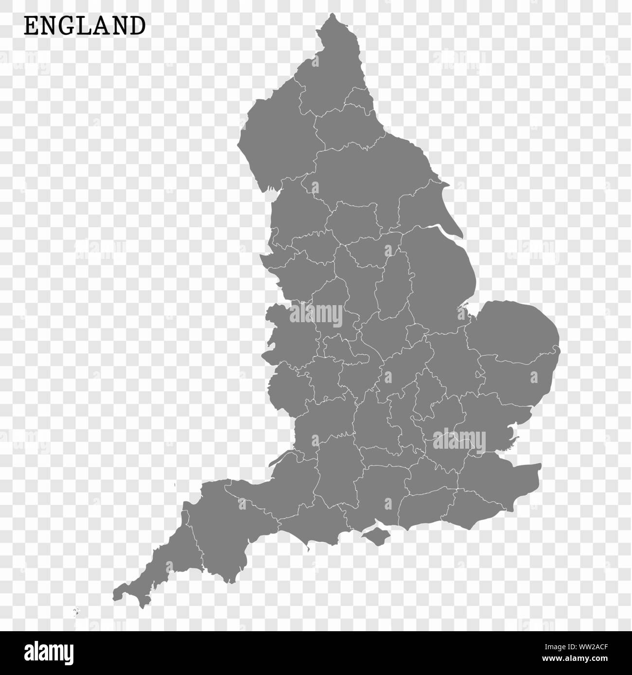 High quality map of England with borders of the regions Stock Vector ...