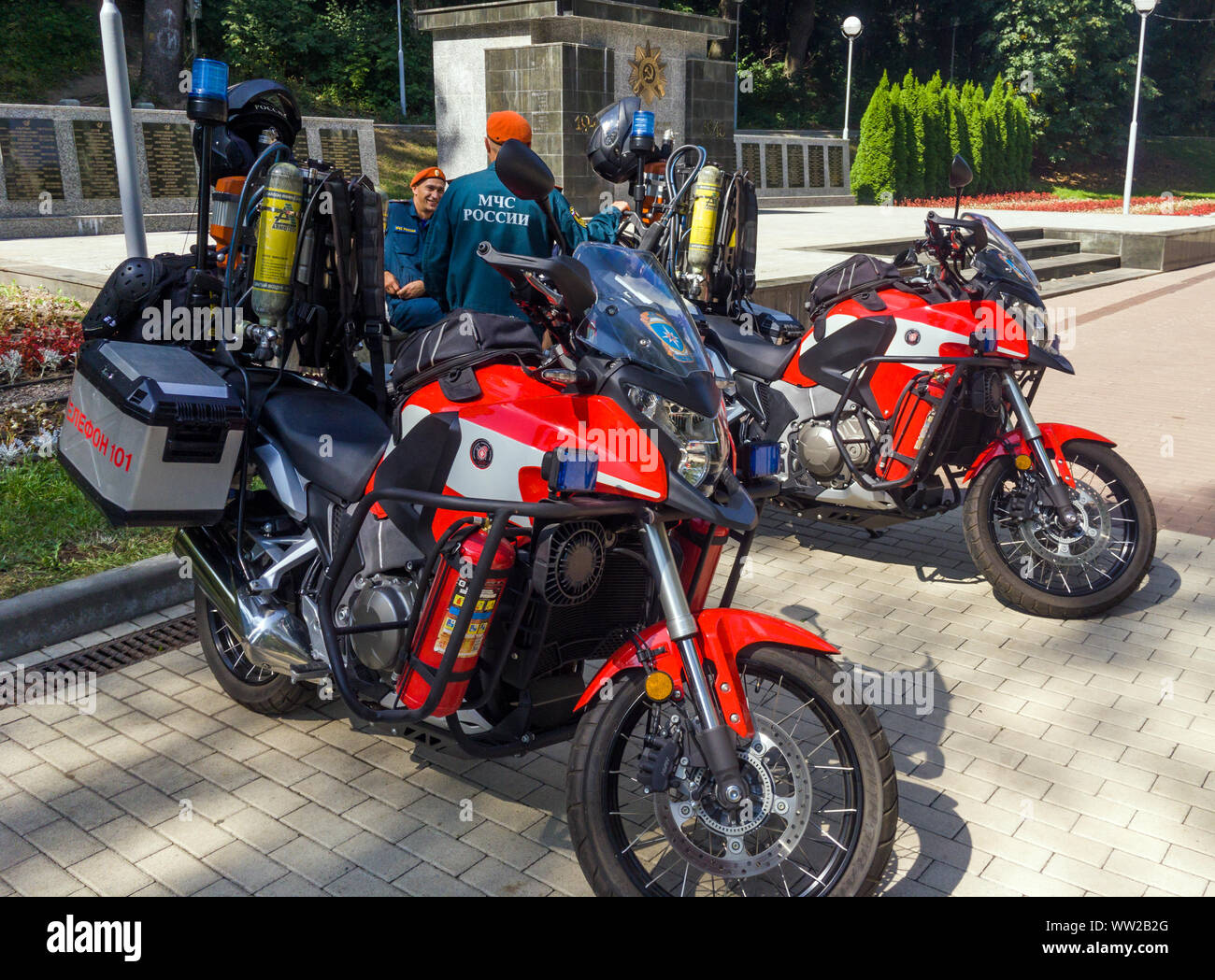 Voronezh, Russia - August 30, 2018: Emergency equipment - motorcycle ...