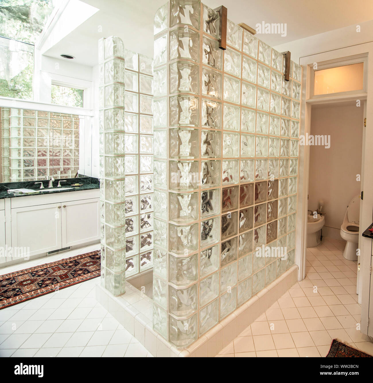 modern bathroom with glass shower Stock Photo - Alamy