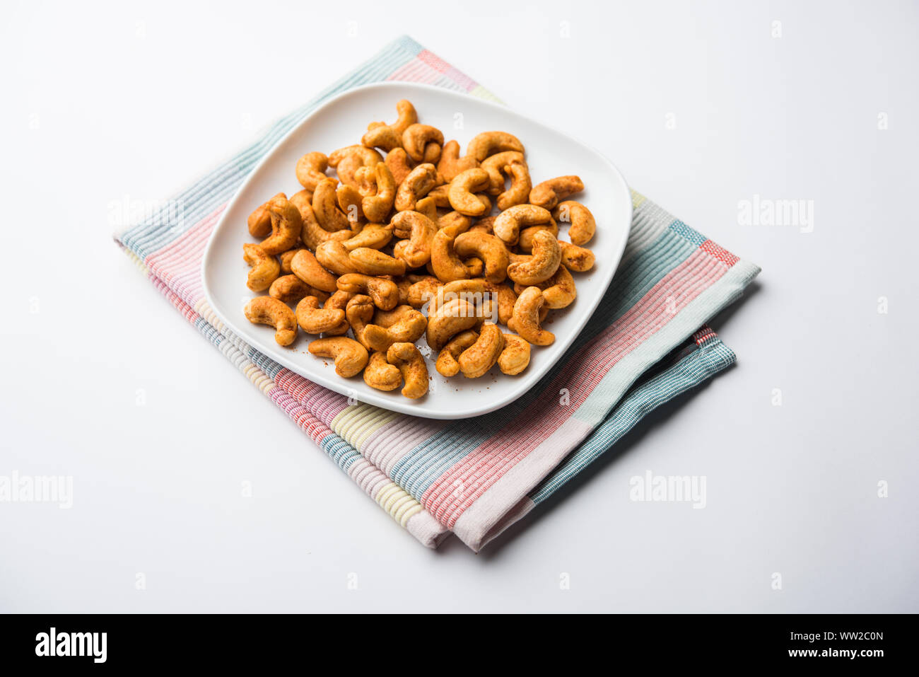 Masala Kaju or spicy Cashew in a bowl. Popular festival snack from ...
