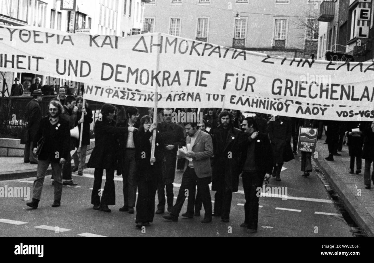 Greeks and Germans demonstrated on March 10, 1973 in Bonn against the ...