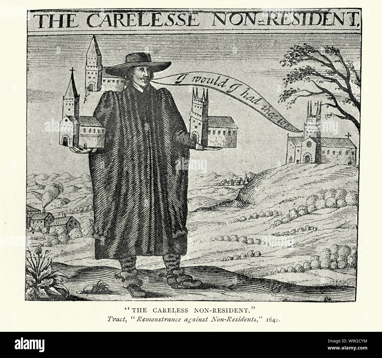 Political cartoon 17th Century the Careless non resident Stock Photo ...