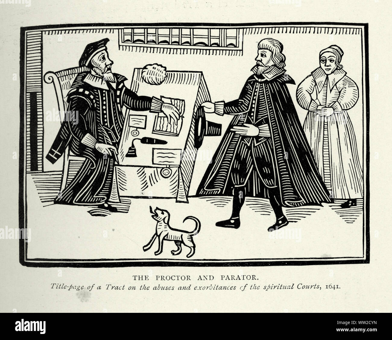 Woodcut engraving of the Proctor and Parator, Tract on the abuses and ...