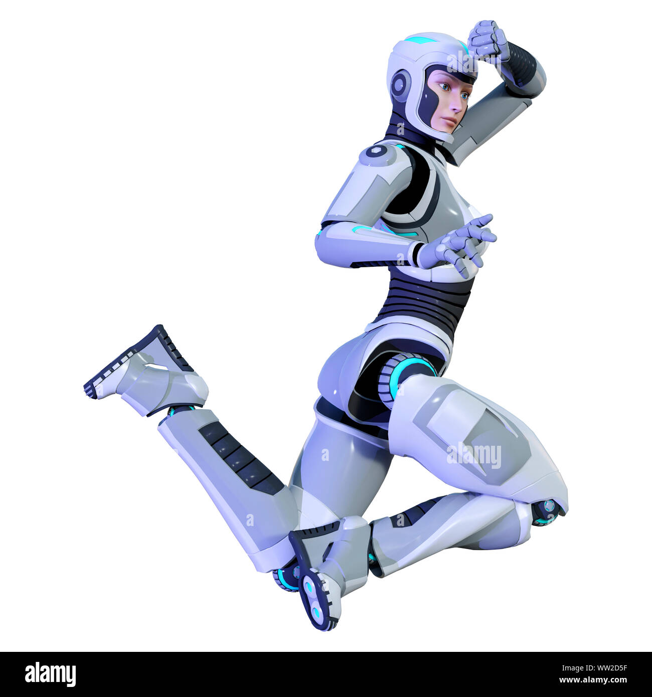 3D rendering of a female robot isolated on white background Stock Photo ...