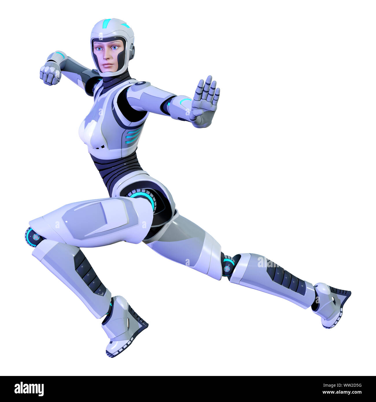 3D rendering of a female robot isolated on white background Stock Photo ...