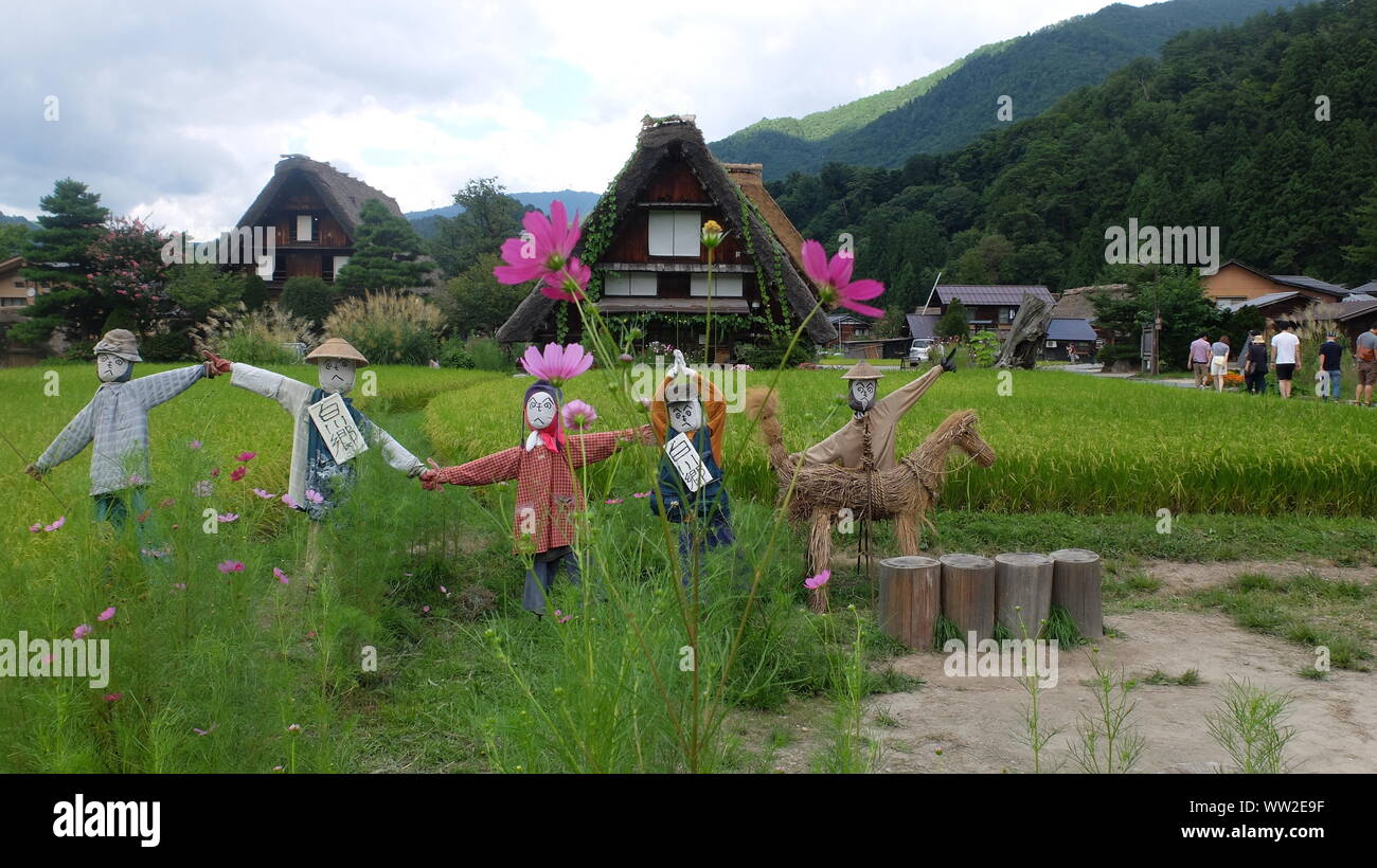 scarecrows in Shirakawa-go village,Japan Stock Photo - Alamy
