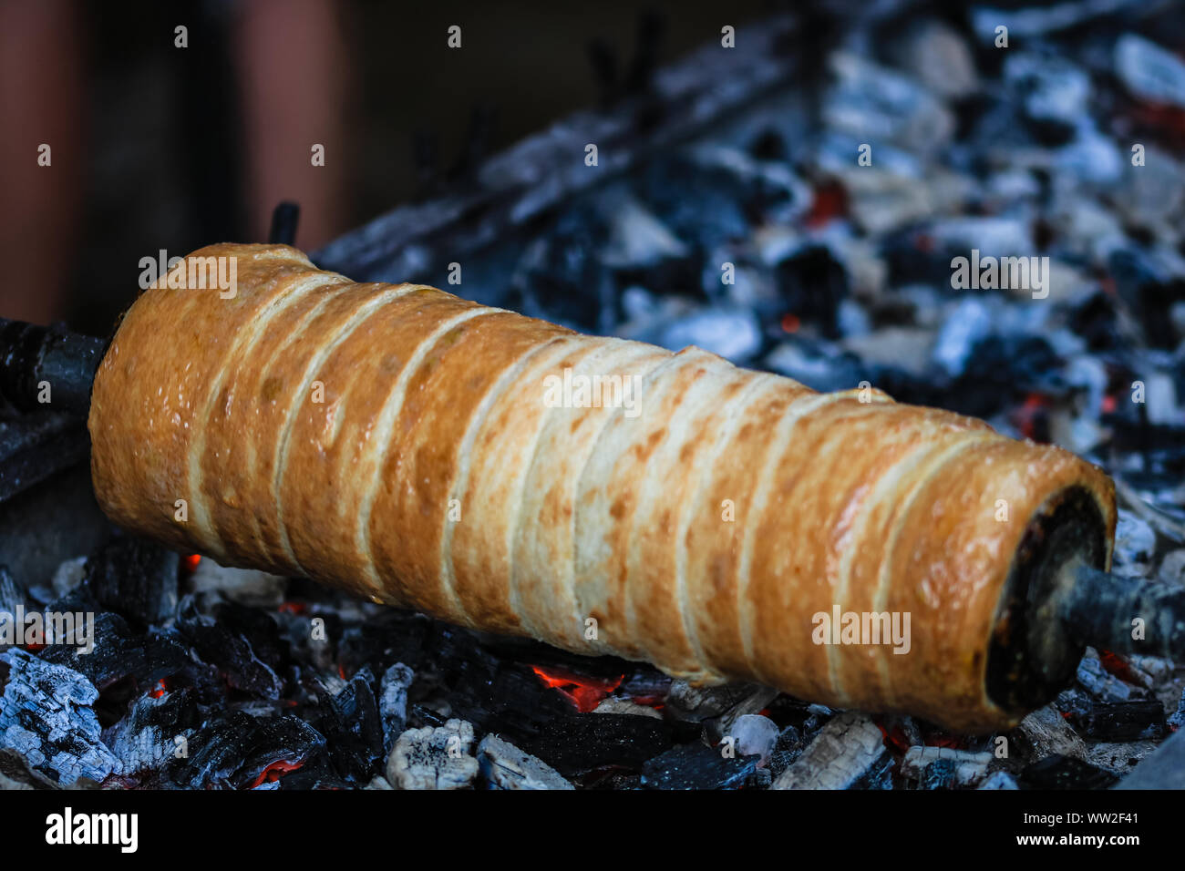 Preparation of the famous, traditional and delicious Hungarian Chimney ...