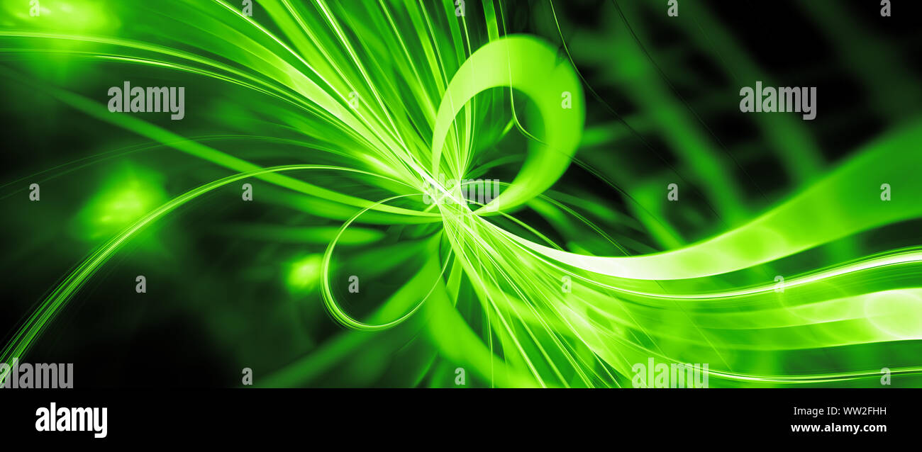 Green glowing quantum mechanics computer generated abstract widescreen ...