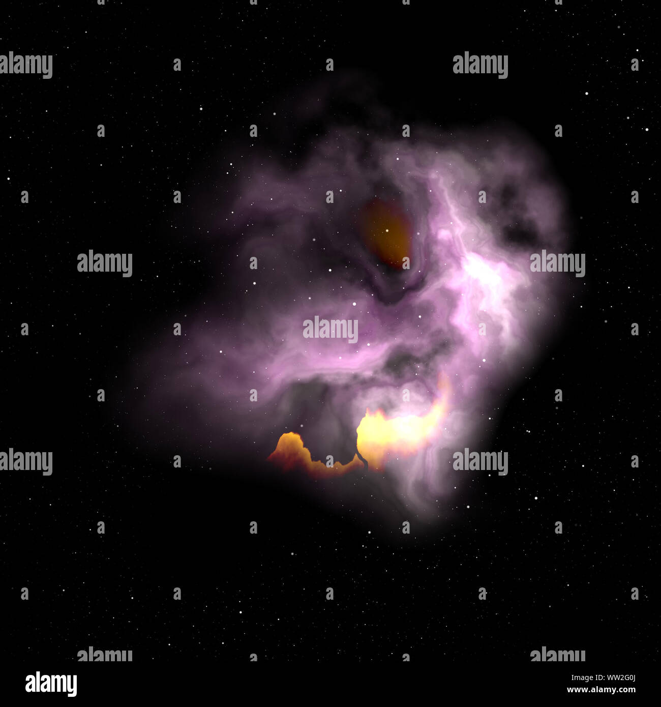 Abstract open space background with purple cloud and stars Stock Photo ...