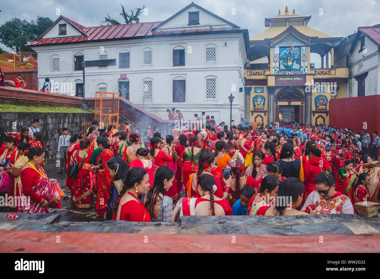 Kathmandu,Nepal - Sep 2,2019 : Crowd of Nepali Women at Pashupatinath ...