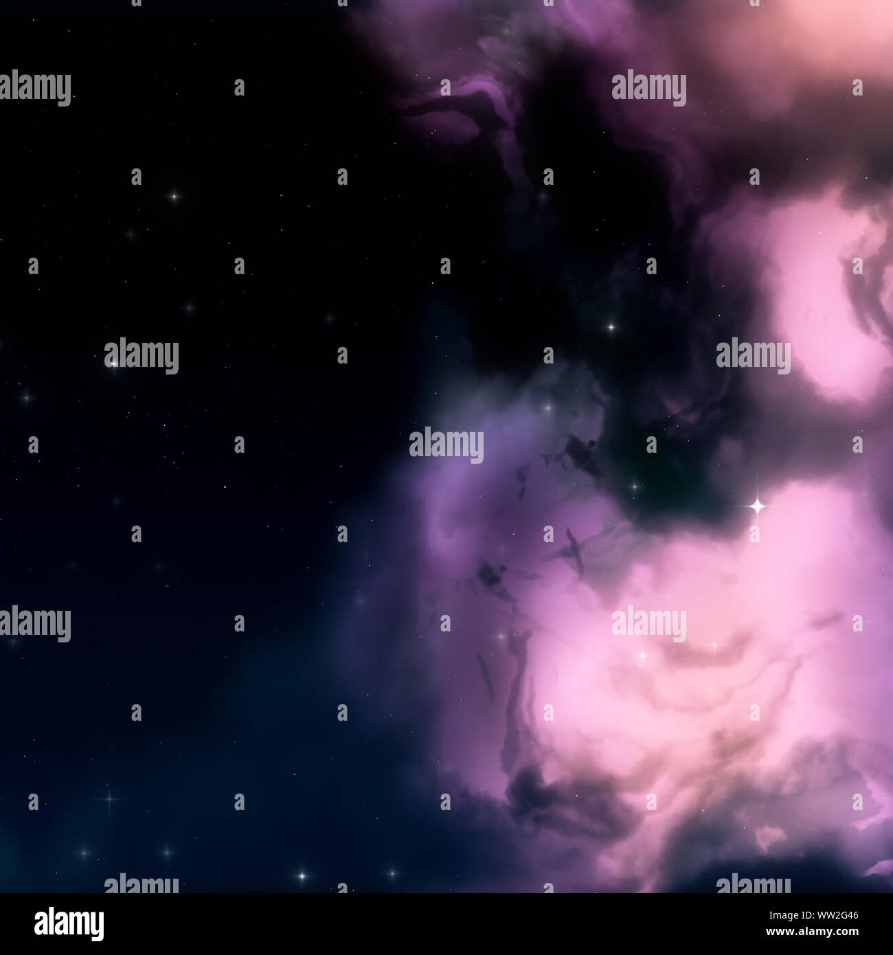 Deep space background with abstract purple nebula and stars Stock Photo ...