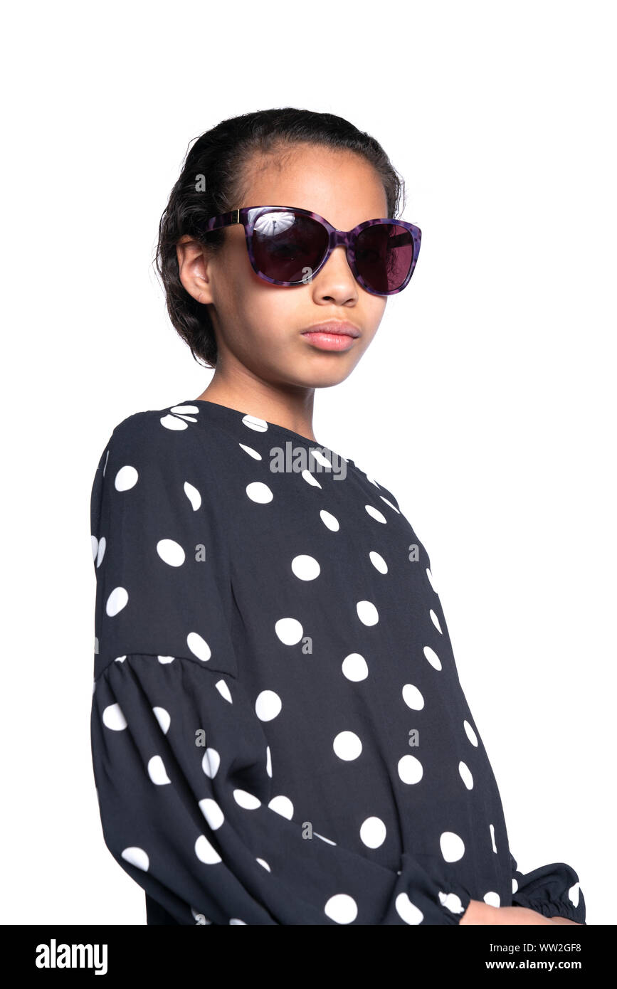 Girl in glasses white shirt hi-res stock photography and images - Alamy