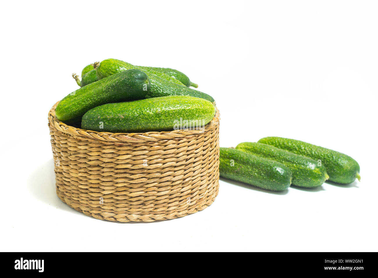 Fresh , green cucumbers in box isolated on white background Stock Photo ...