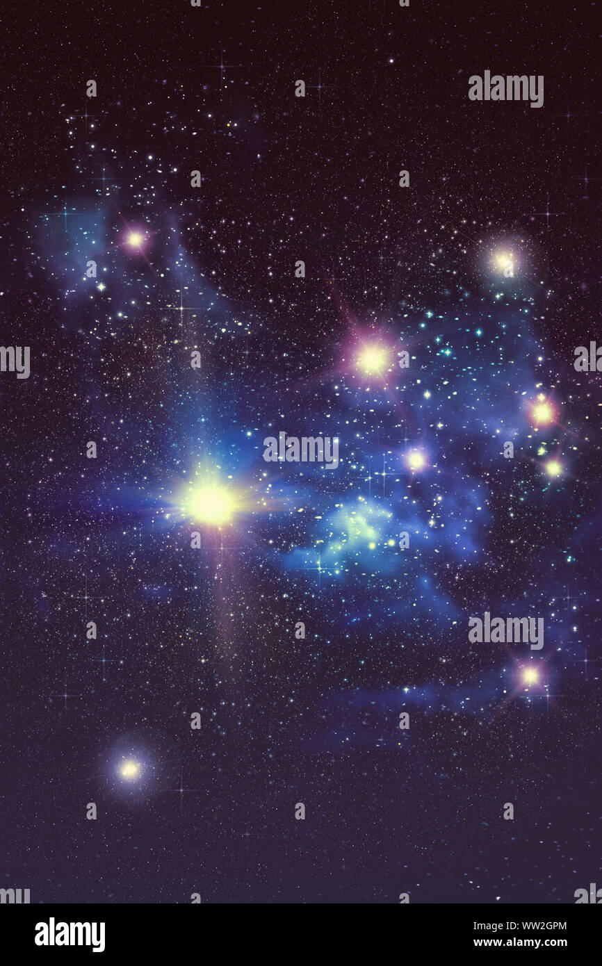 Colorful starry outer space background, star field illustration Stock ...