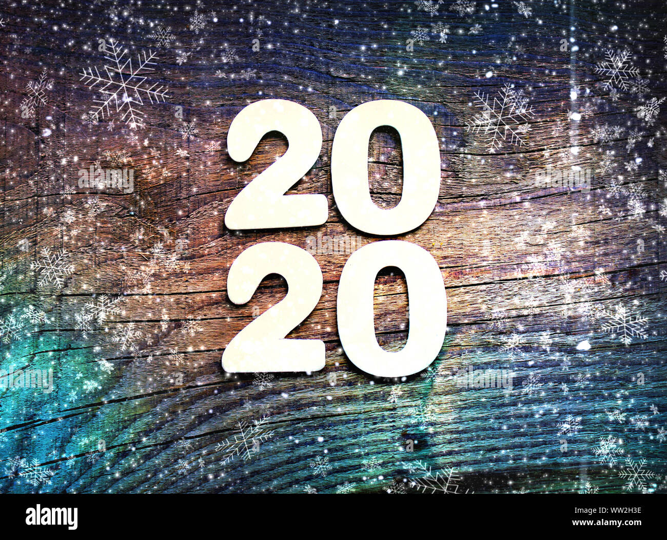 2020. Dark wood texture 2020.New year background. Retro wooden table ...