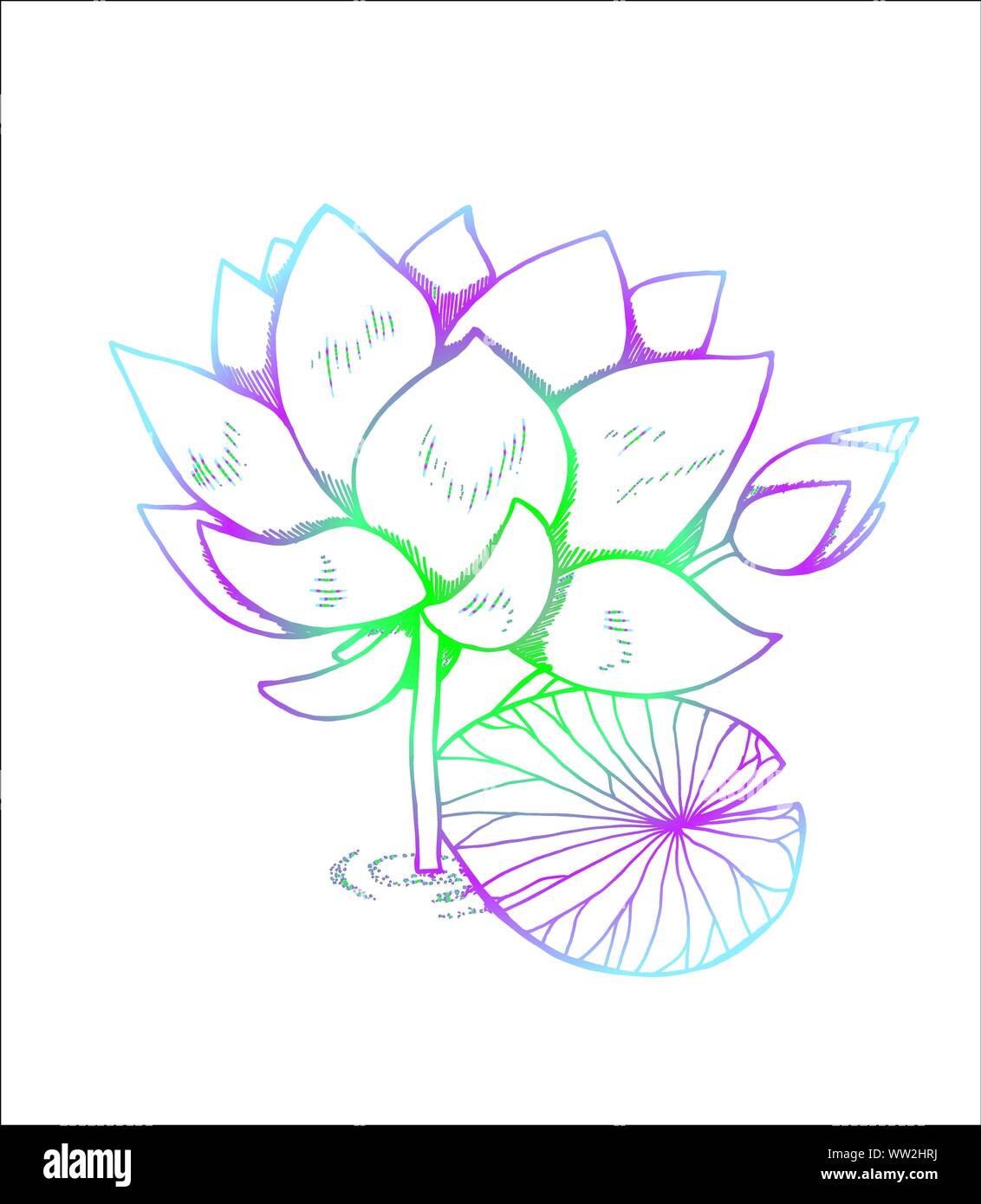 Gradient illustration of lotus flower in style. Neon pattern Stock ...