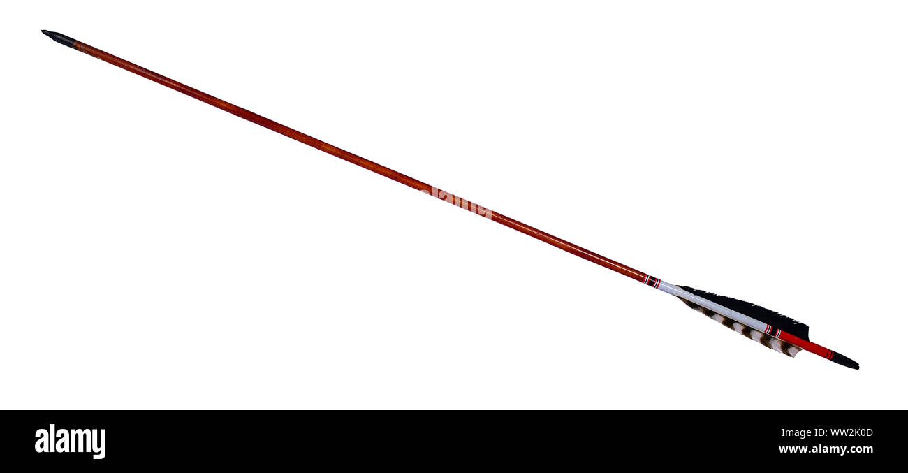 Wooden handmade arrow, isolated on white background Stock Photo - Alamy