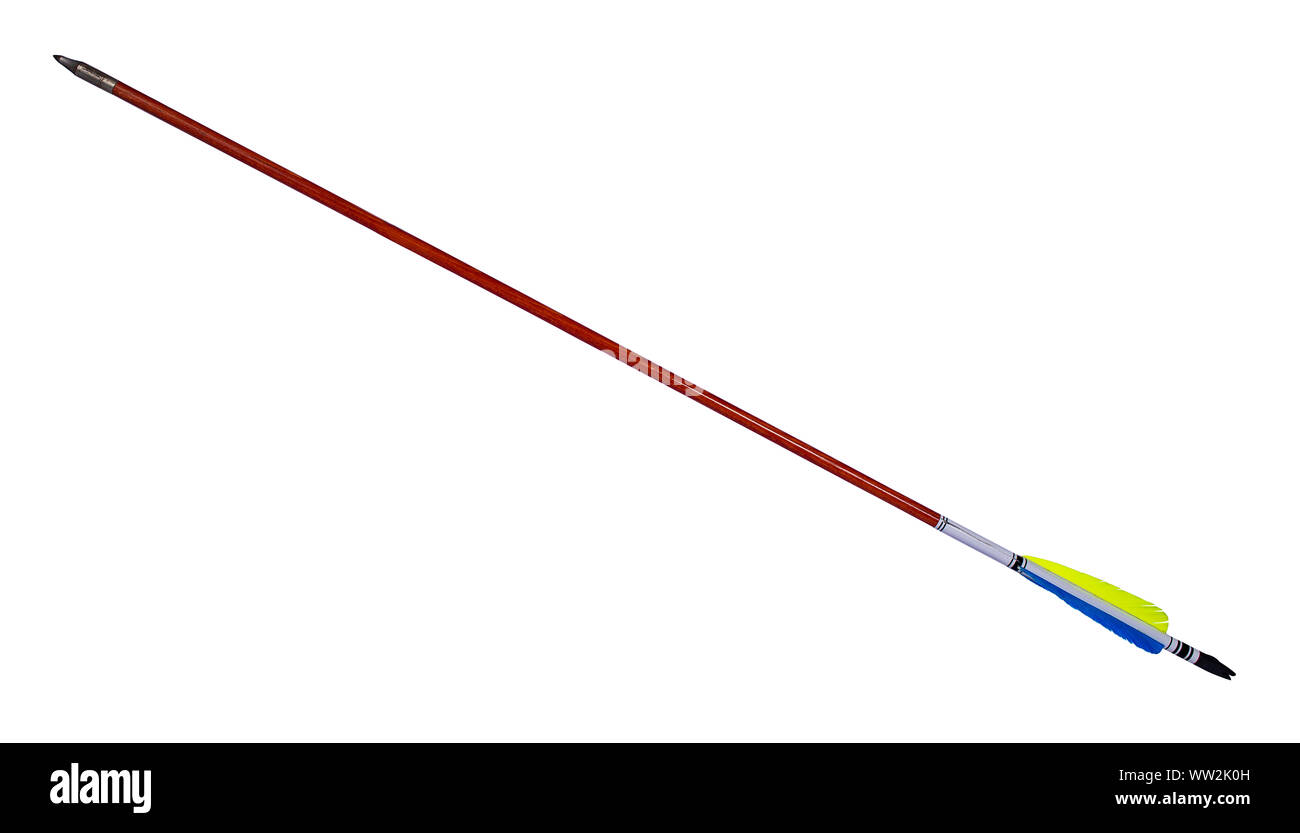 Wooden handmade arrow, isolated on white background Stock Photo - Alamy