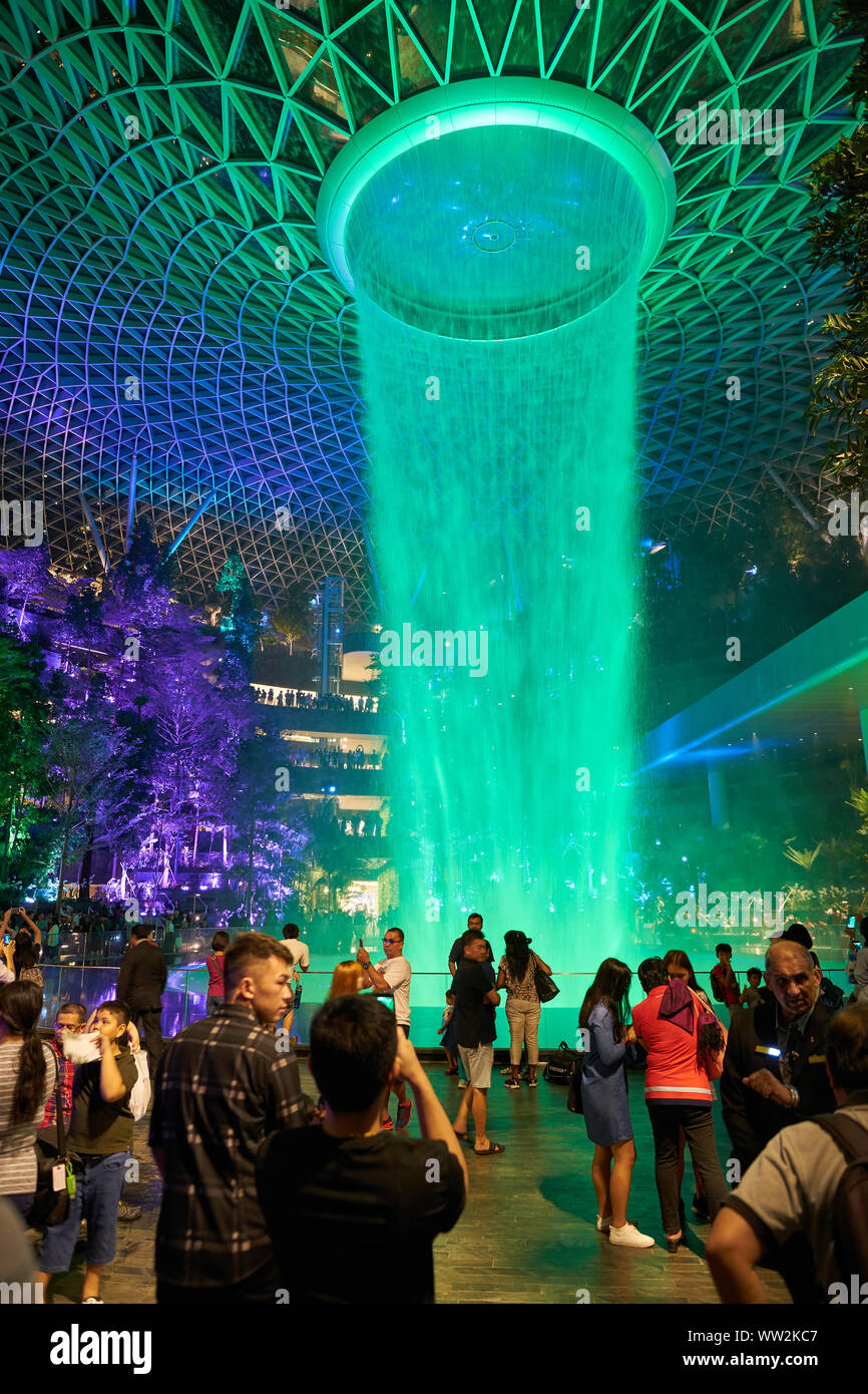 SINGAPORE - CIRCA APRIL, 2019: 40-meter HSBC Rain Vortex, the world’s ...