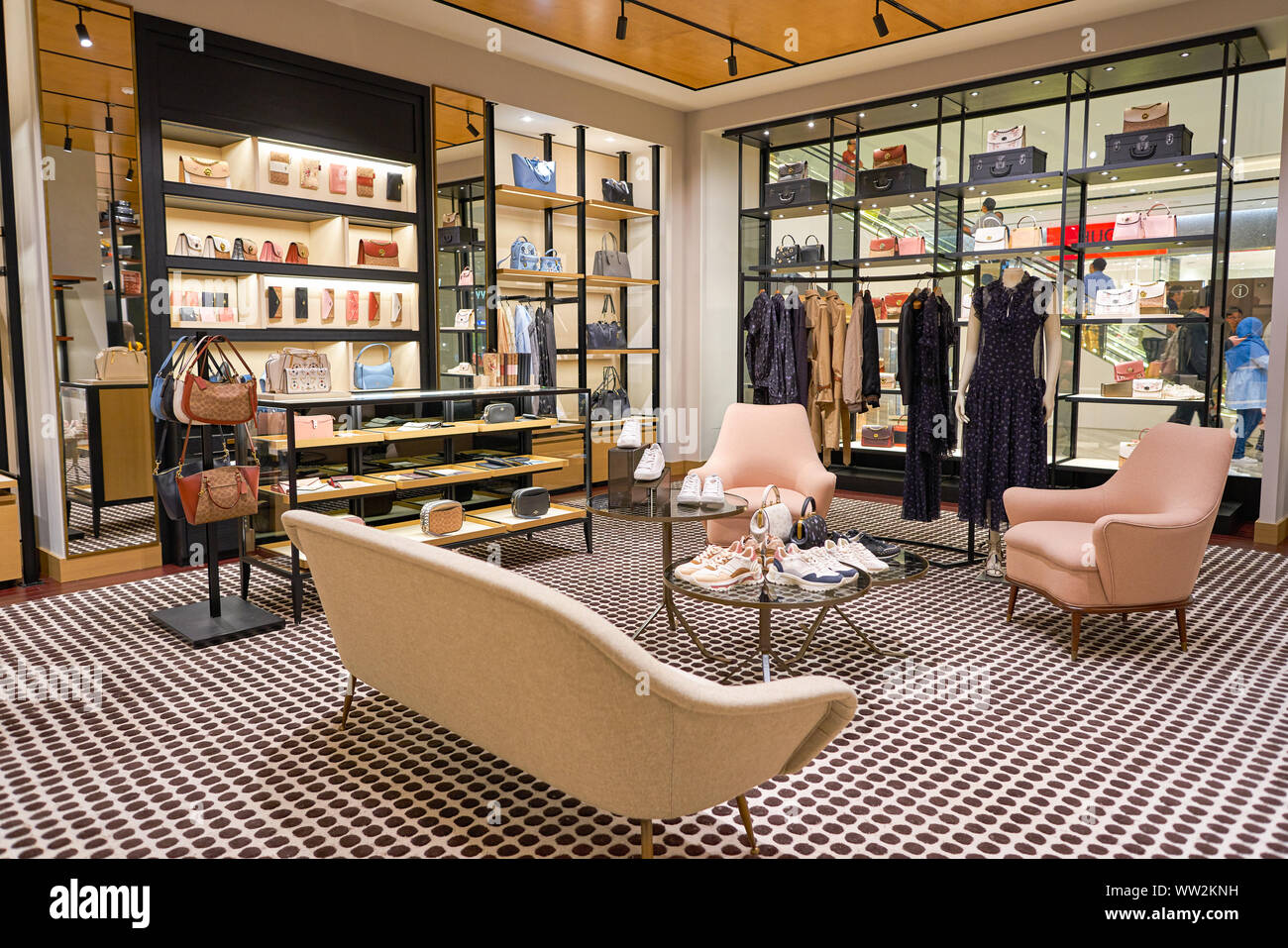 SINGAPORE - CIRCA APRIL, 2019: interior shot of Coach store in Jewel ...